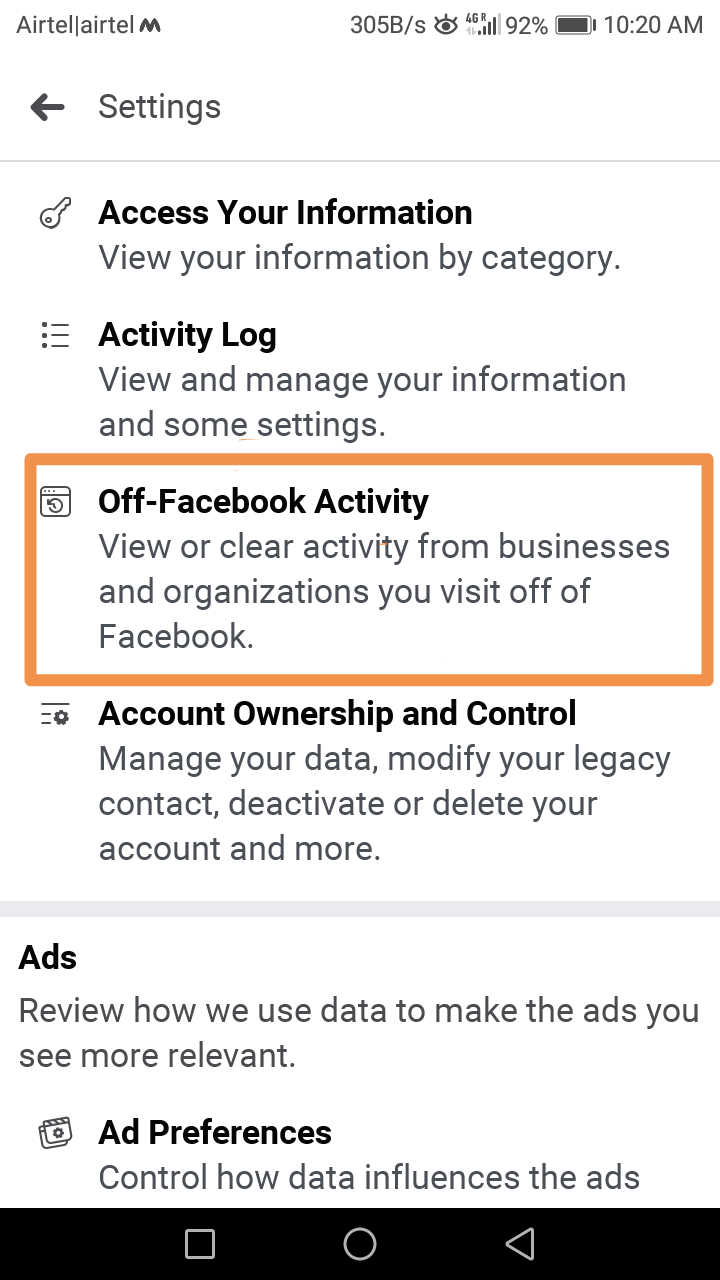 How to use the 'off-facebook activity' feature in facebook - SCIENTISE ...