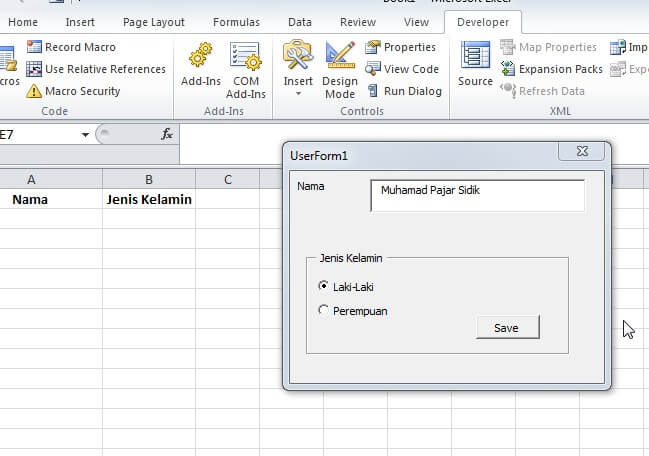 User Form Dalam VBA Excel