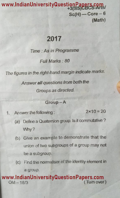 Utkal University B.Sc Mathematics 3rd Sem Core VI 2017 Question Paper ...