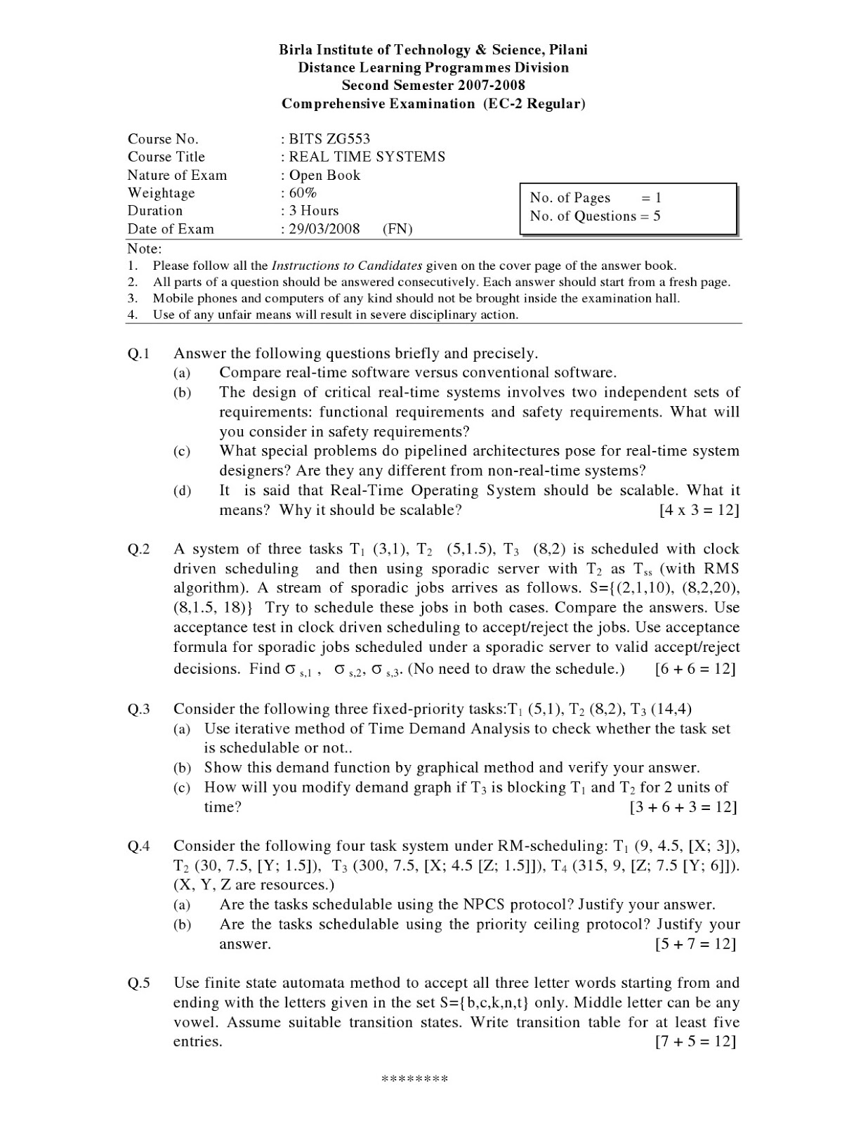 Question Papers: SEM 1