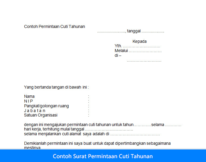 Download Contoh Surat Permintaan Cuti Tahunan Format Microsoft Word ...