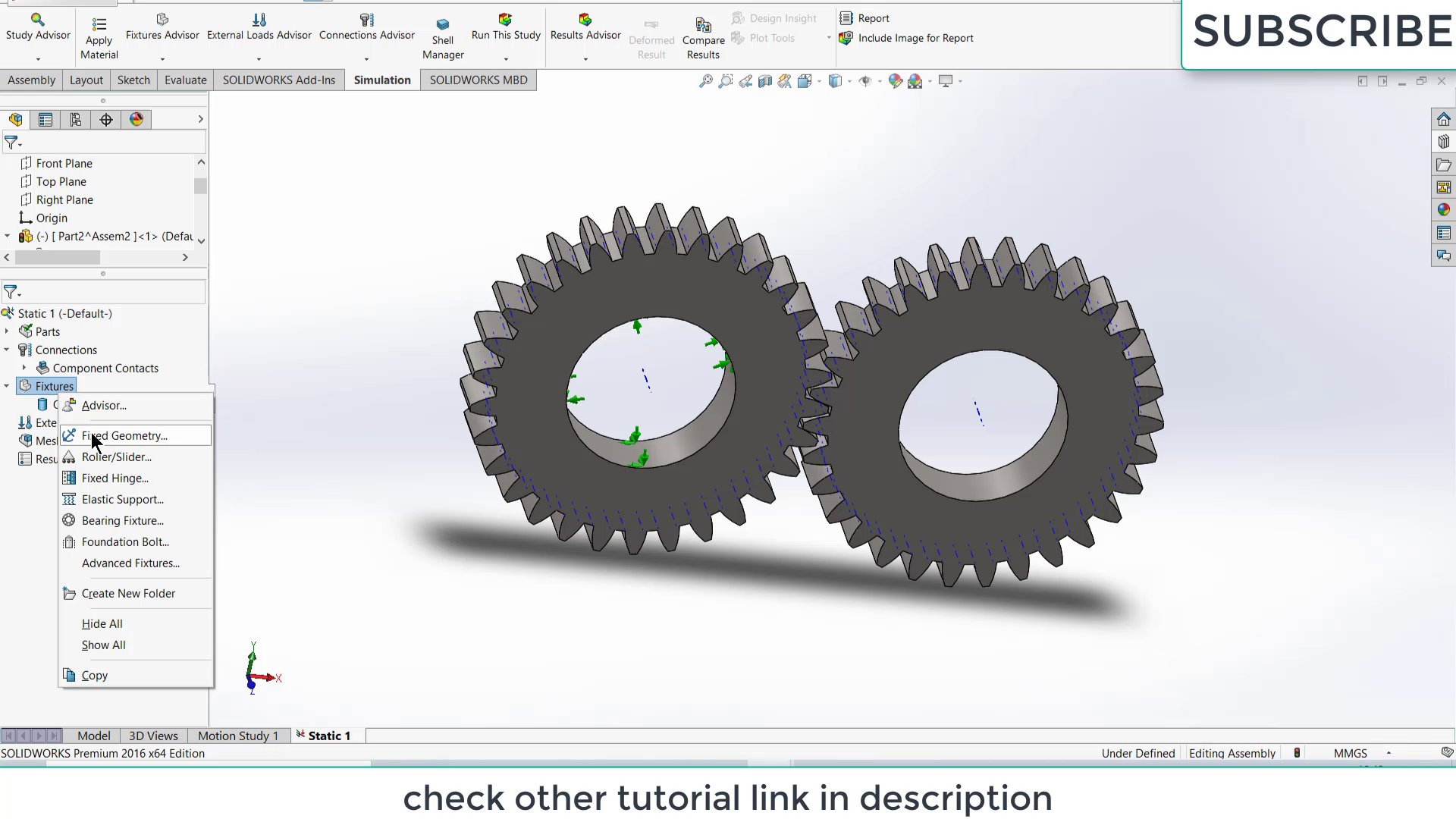 Spur Gear Simulation in Solidworks