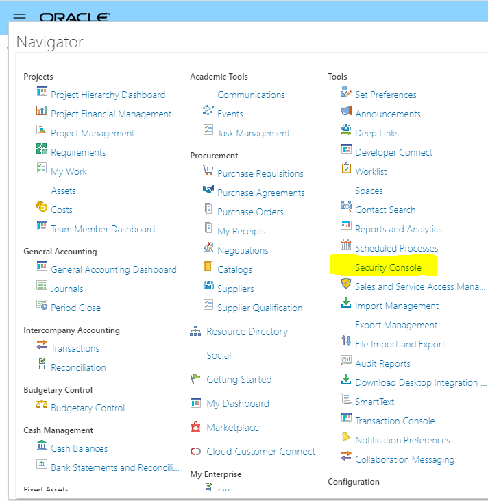 HSRoracentre: How to assign job roles in oracle cloud