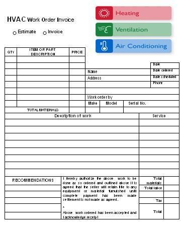 Free Hvac Forms Templates - Invoice Template
