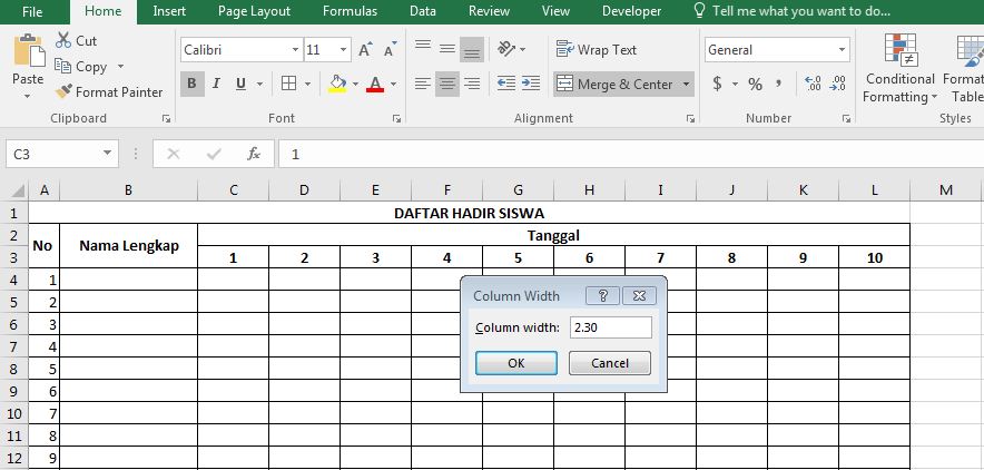 Membuat Tabel Absensi Dengan Cepat dan Rapi di Microsoft Excel ...