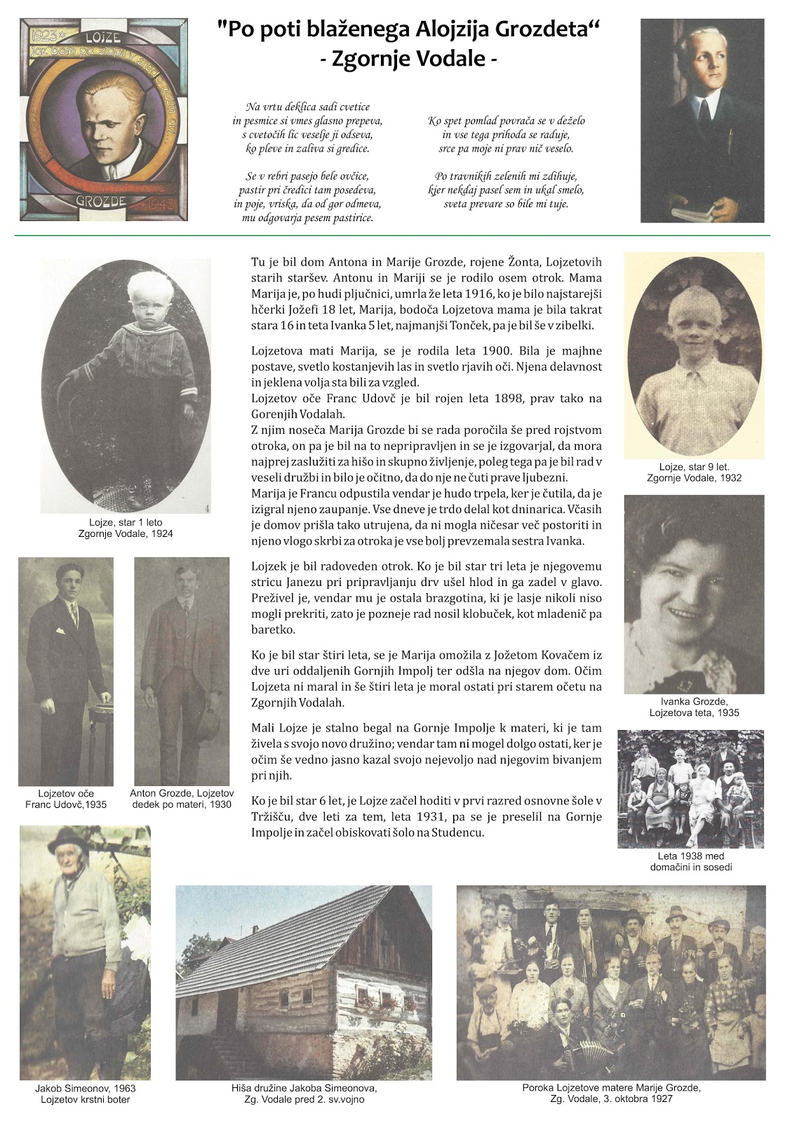 Blaženi Lojze Grozde: Zgornje Vodale