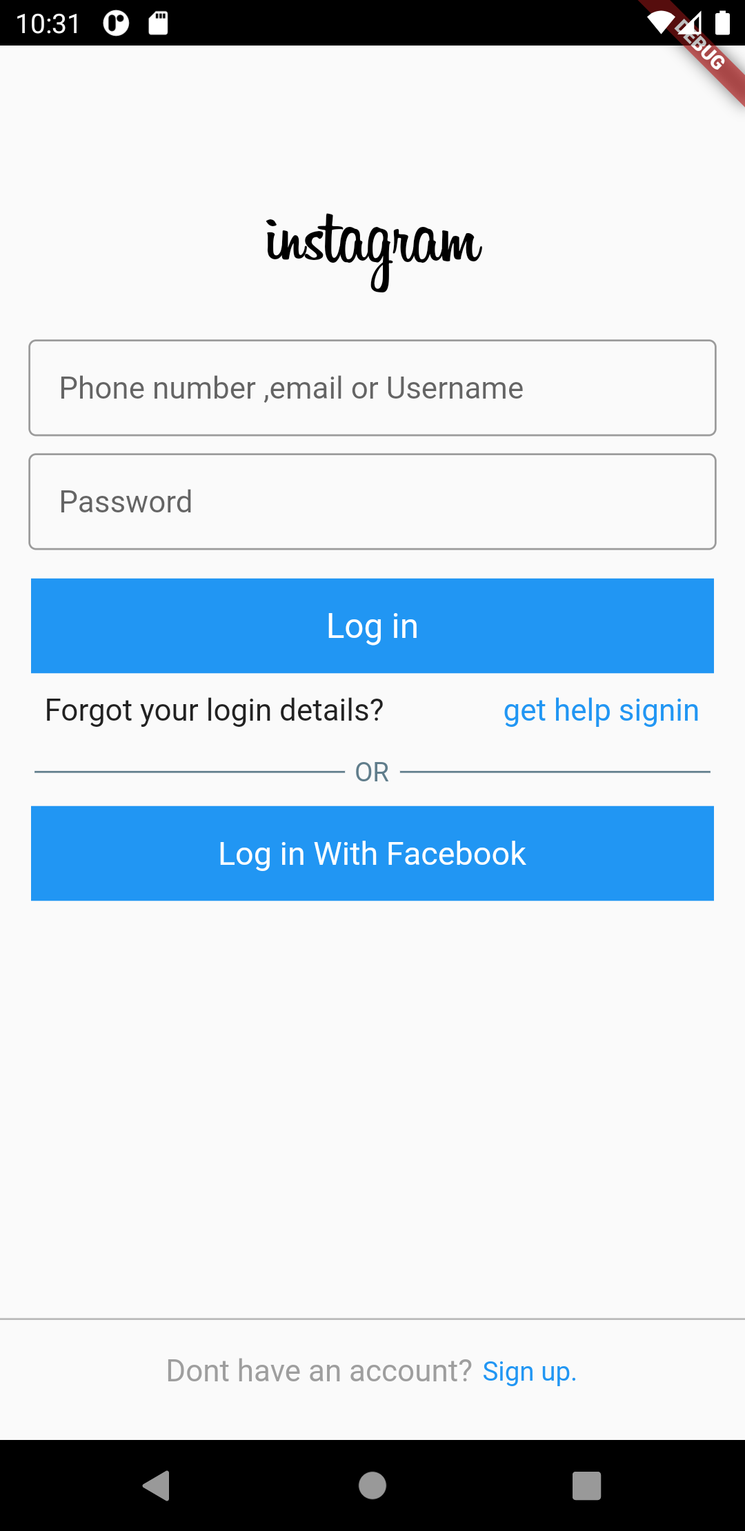 How to Make instagram login Ui in Flutter