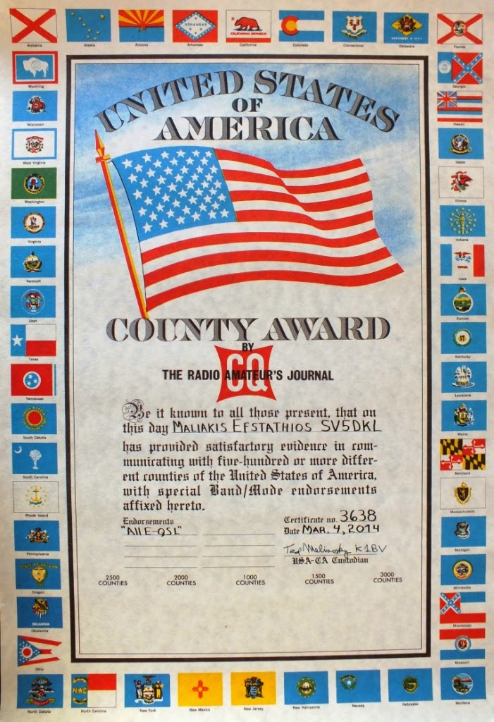SV5DKL Amateur Radio Blog: USA-CA County Award with E-QSL only ...