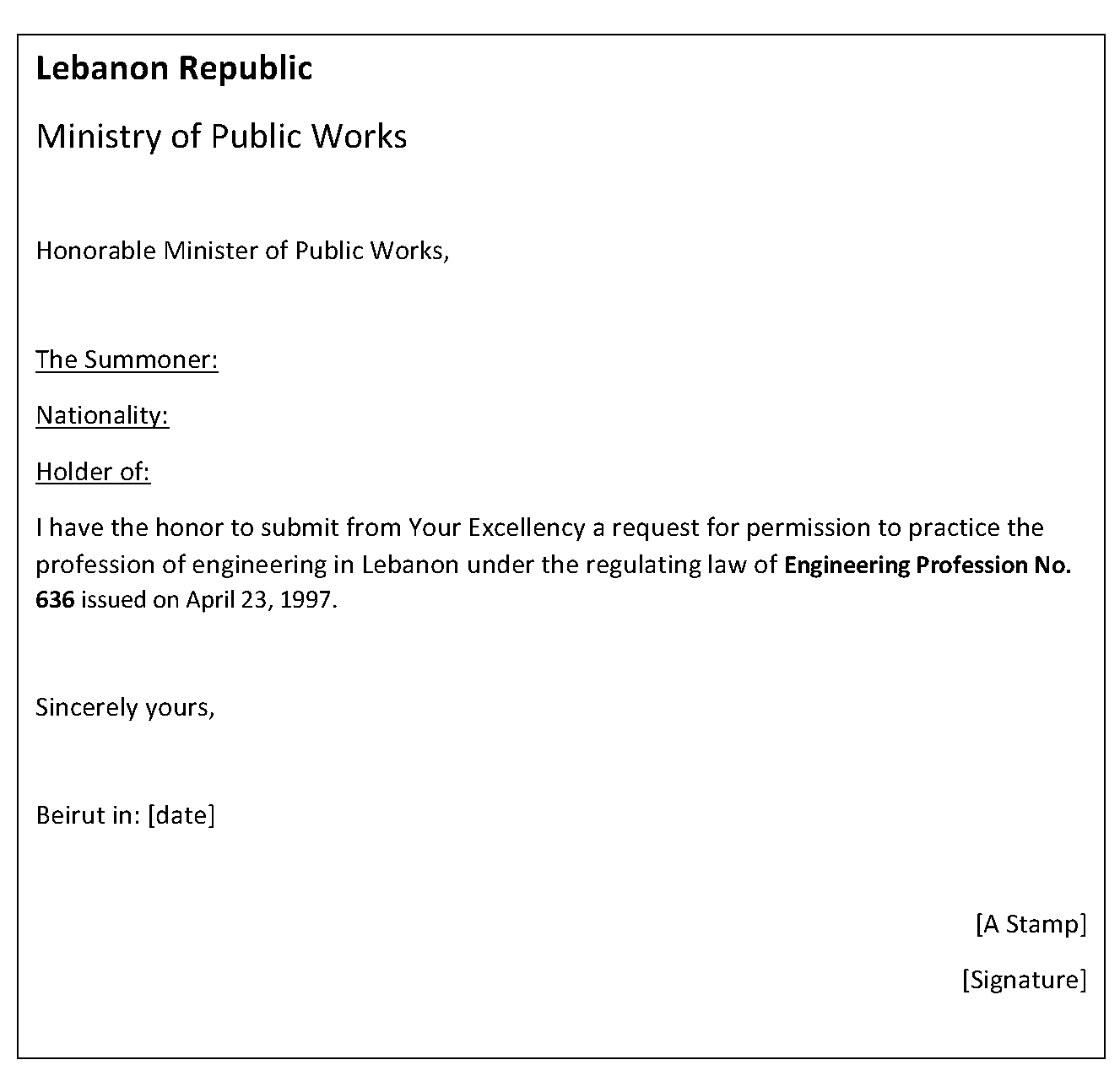 Fig.3- The English-translated version of the Career Permit Submission, document