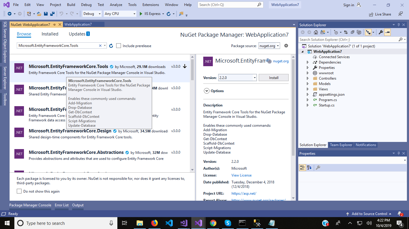 Microsoft Technologies How Install Entity Framework Core In Asp Net Core Project Part 2