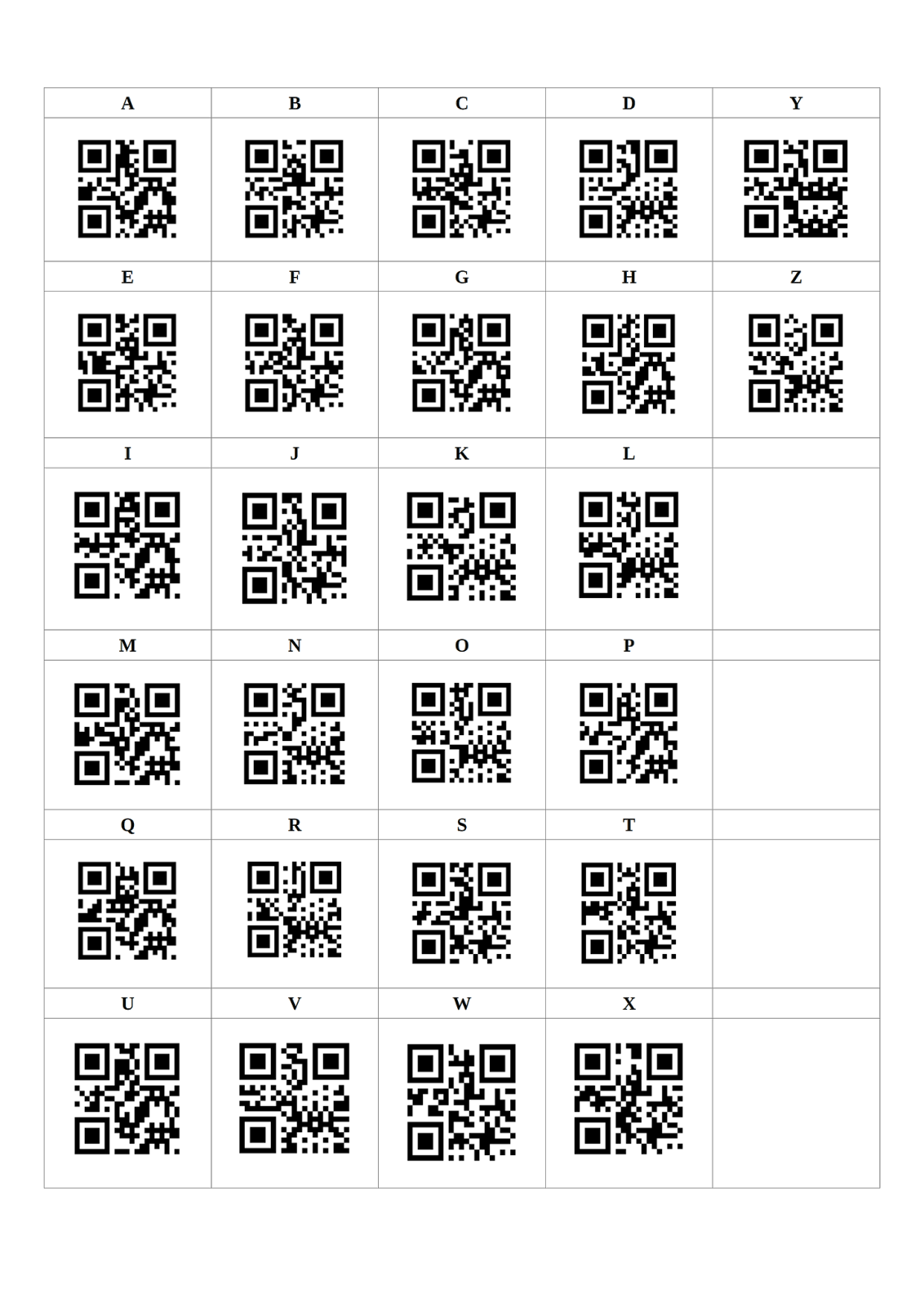 Alfabeto de QRCodes - offline