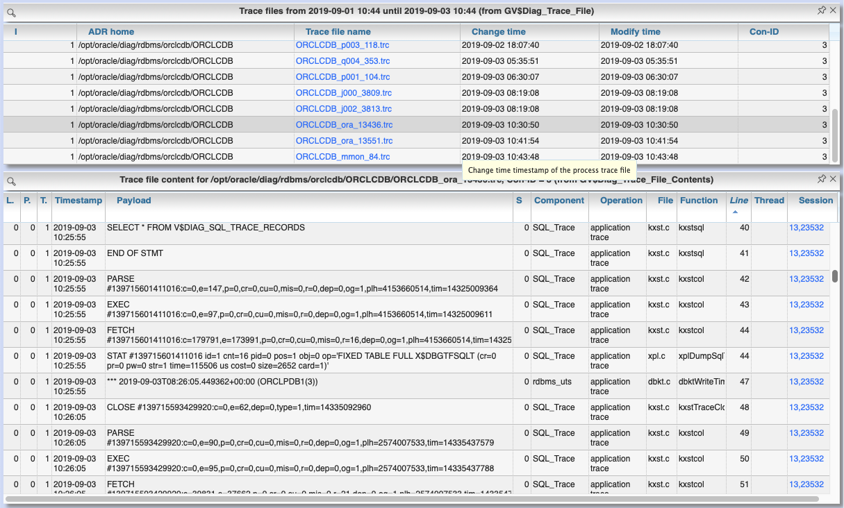 Panorama: List Oracle trace files and it's content