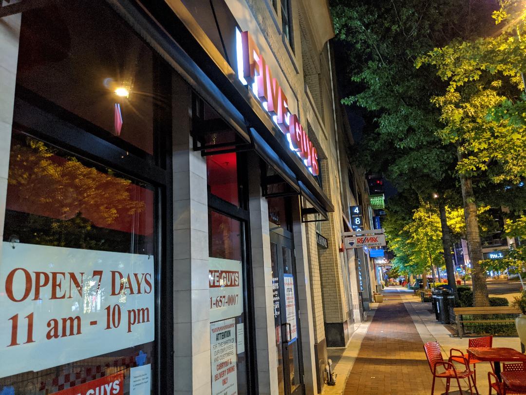 Robert Dyer @ Bethesda Row: Five Guys closes for renovations at ...