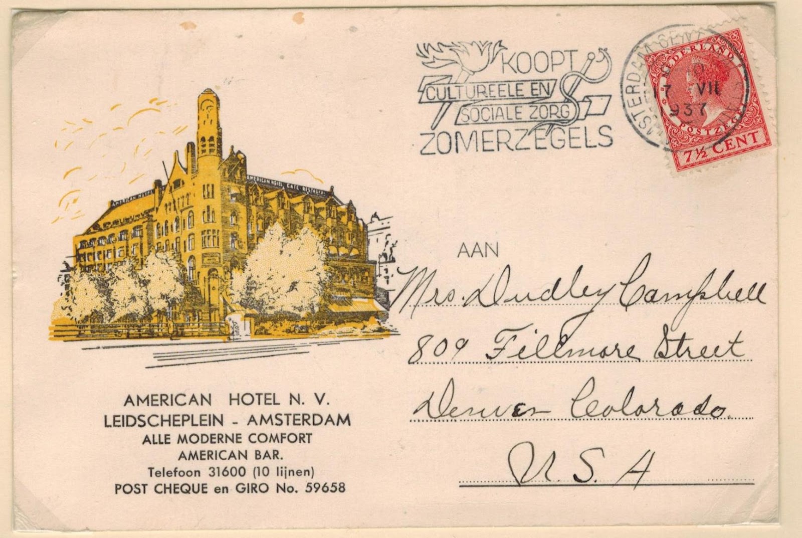 Netherlands Postal History: International Post Card Rates : 1921 - 1946