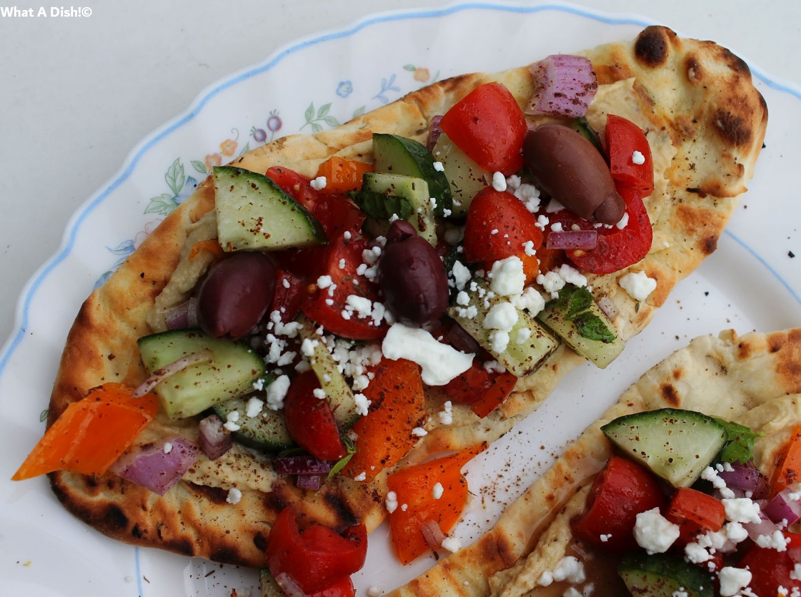 What A Dish!: Grilled Flatbread with Israeli Salad