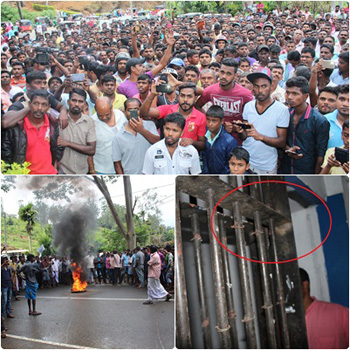 Whole of Gampola town on fire because of youth who died in lock-up.