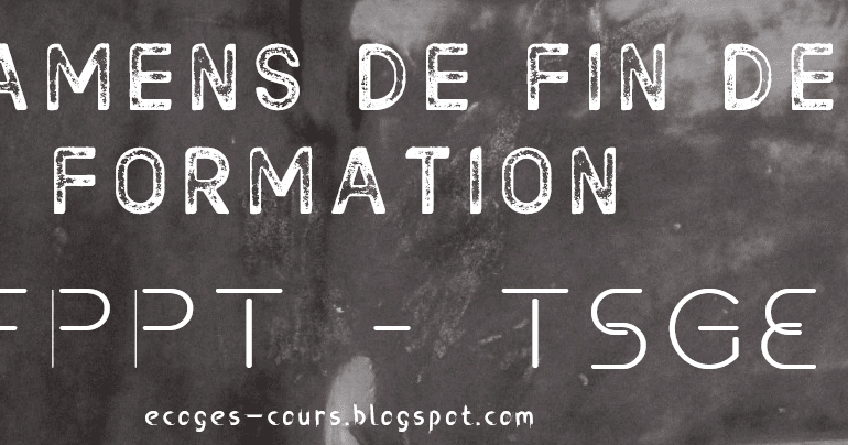 Examens de Fin de Formation TSGE - EcoGes | Economie & Gestion