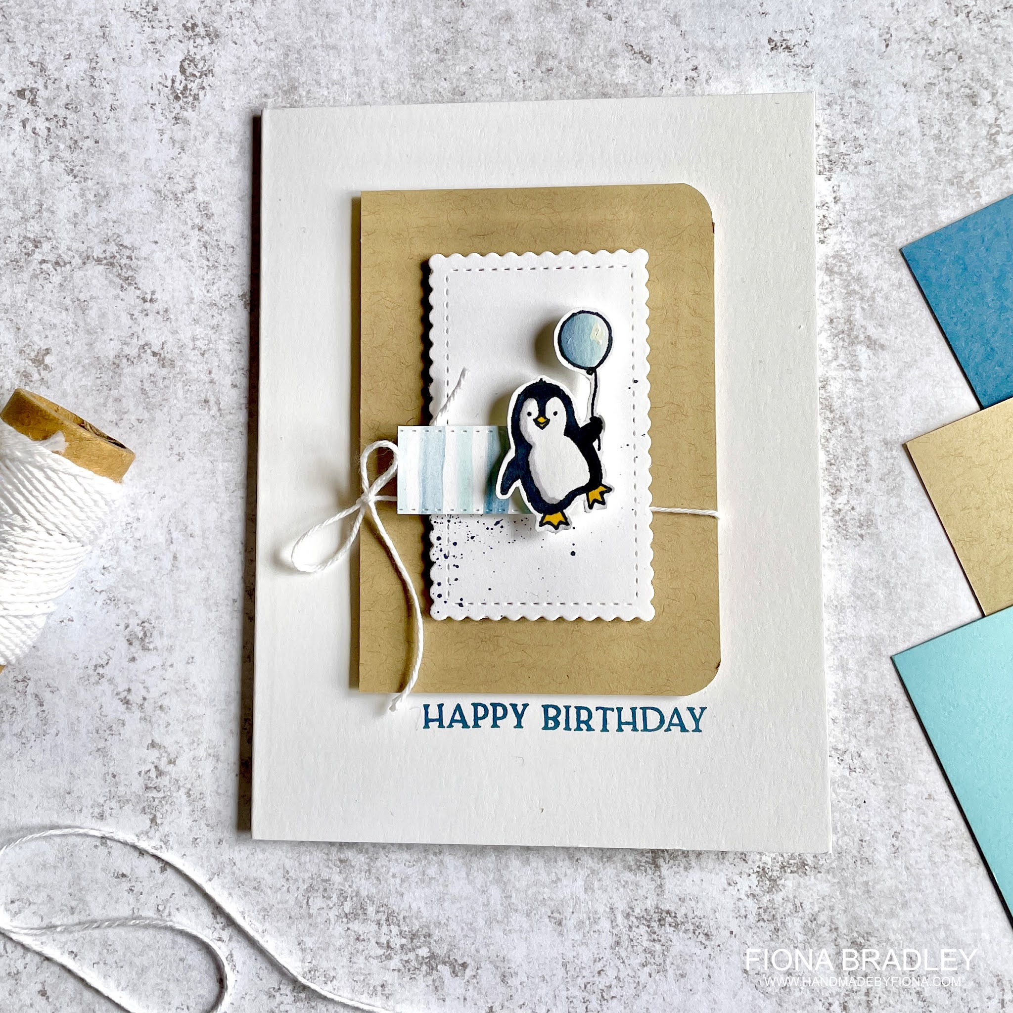 Birthday Penguin - Handmade by Fiona