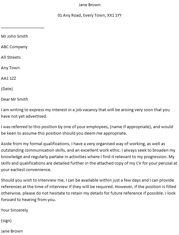 Cover Letter For Unadvertised Job Template Sample Letter cover-letter-for-unadvertised-job-template-sample-letter