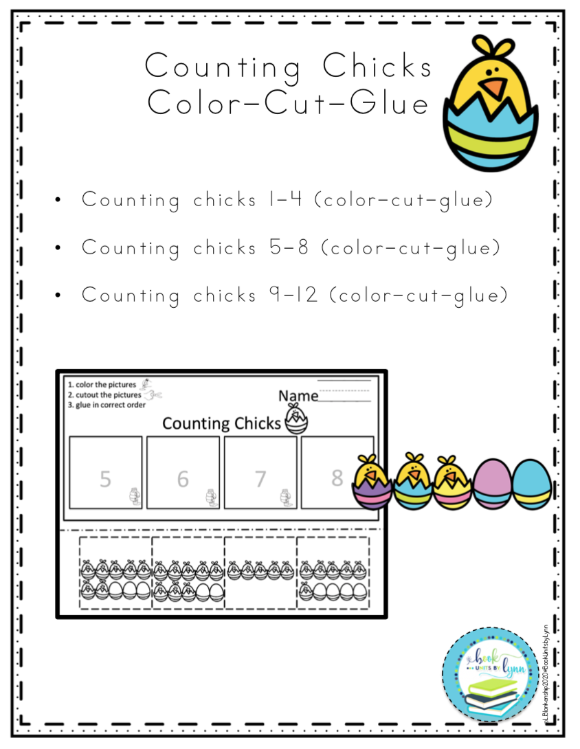 EASTER COUNTING CHICKS WORKSHEETS ~ Book Units by Lynn