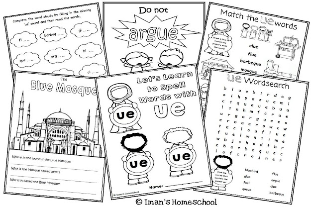 Iman's Homeschool ~ The Curriculum: The ue sound ~ Worksheets