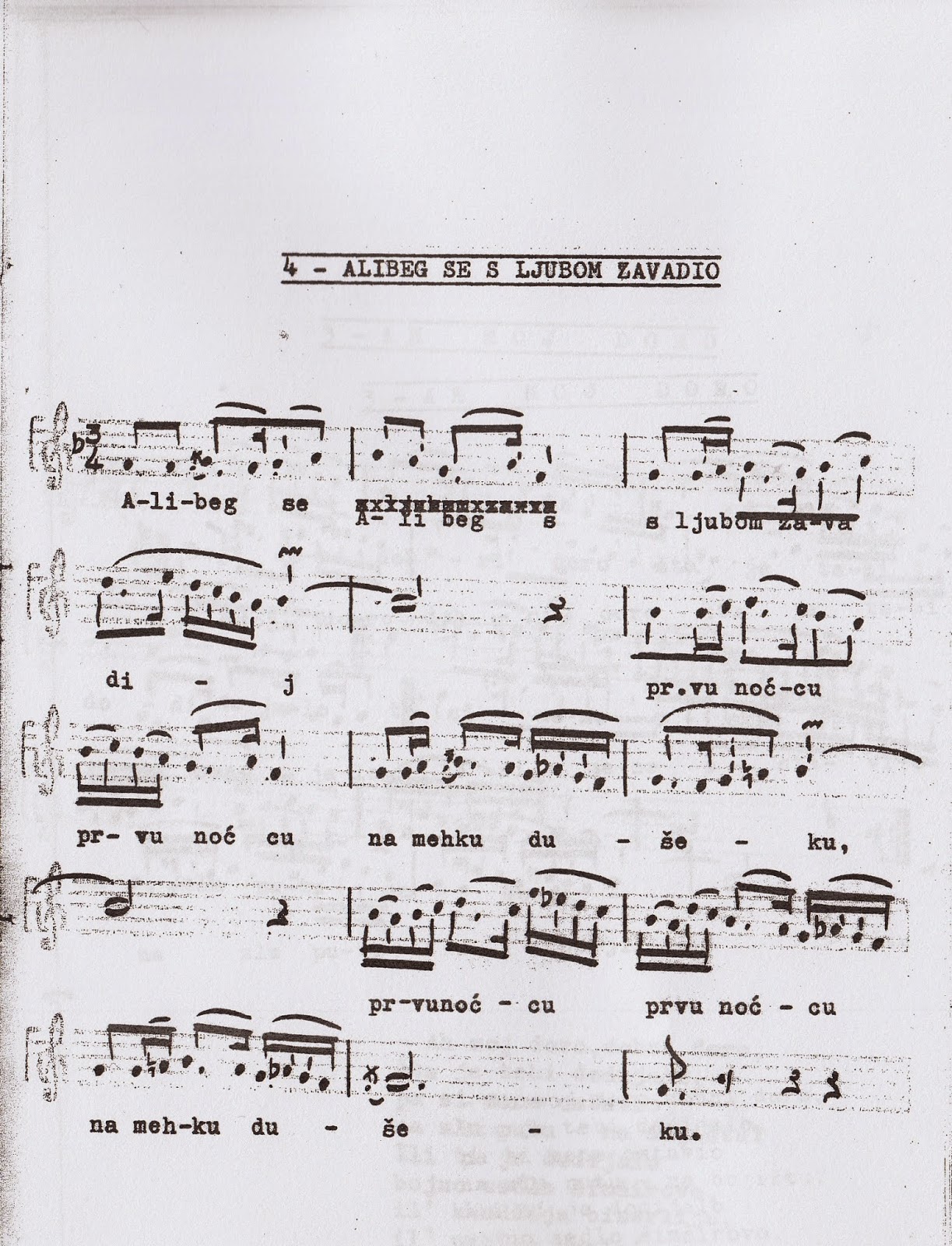 SEVDALINKE: Mustafa Mulalić: Notni zapisi sevdalinki (rukopis), I dio.