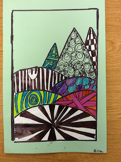 WHAT'S HAPPENING IN THE ART ROOM??: 3rd Grade Zentangle Landscapes