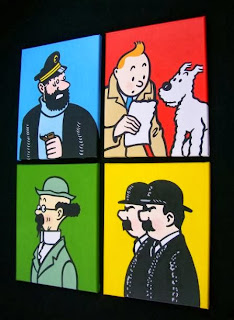 Jdtoonart Cartoon and Comic pop art Paintings: New TinTin set of Four