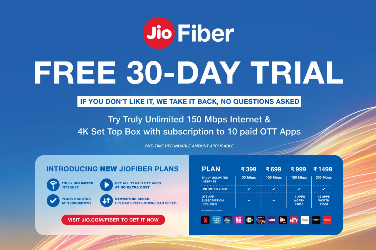 Jio launches Jio Fiber with 12 OTT apps subscription for free