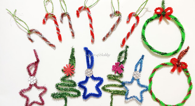 Raji's Craft Hobby: Easy To Make Pipe Cleaner Christmas Ornaments