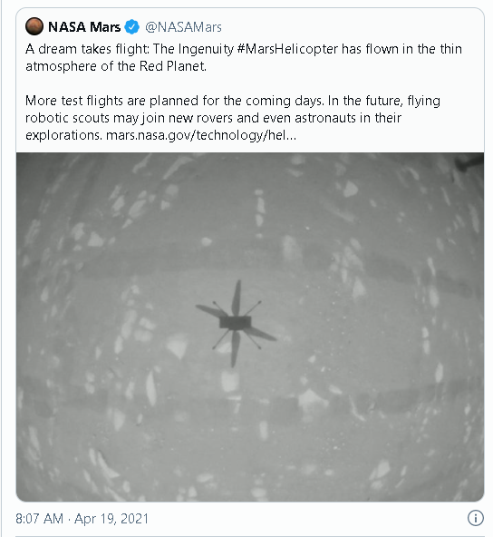 (VIDEO) Histórico: Así fue el primer vuelo del Ingenuity en el planeta ...