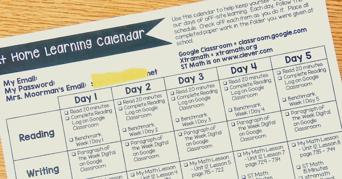Preparing for At Home Student Learning | Teaching in Room 6