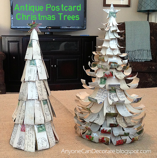 Anyone Can Decorate: Antique Post Card DIY Christmas Trees