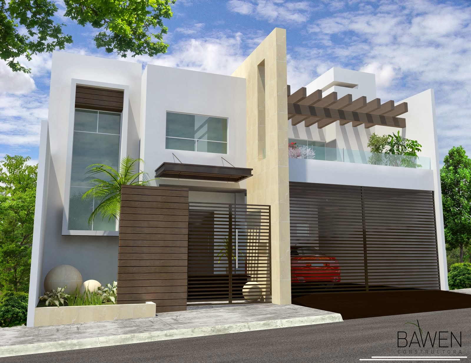 Fachada Moderna de Bawen Constructora