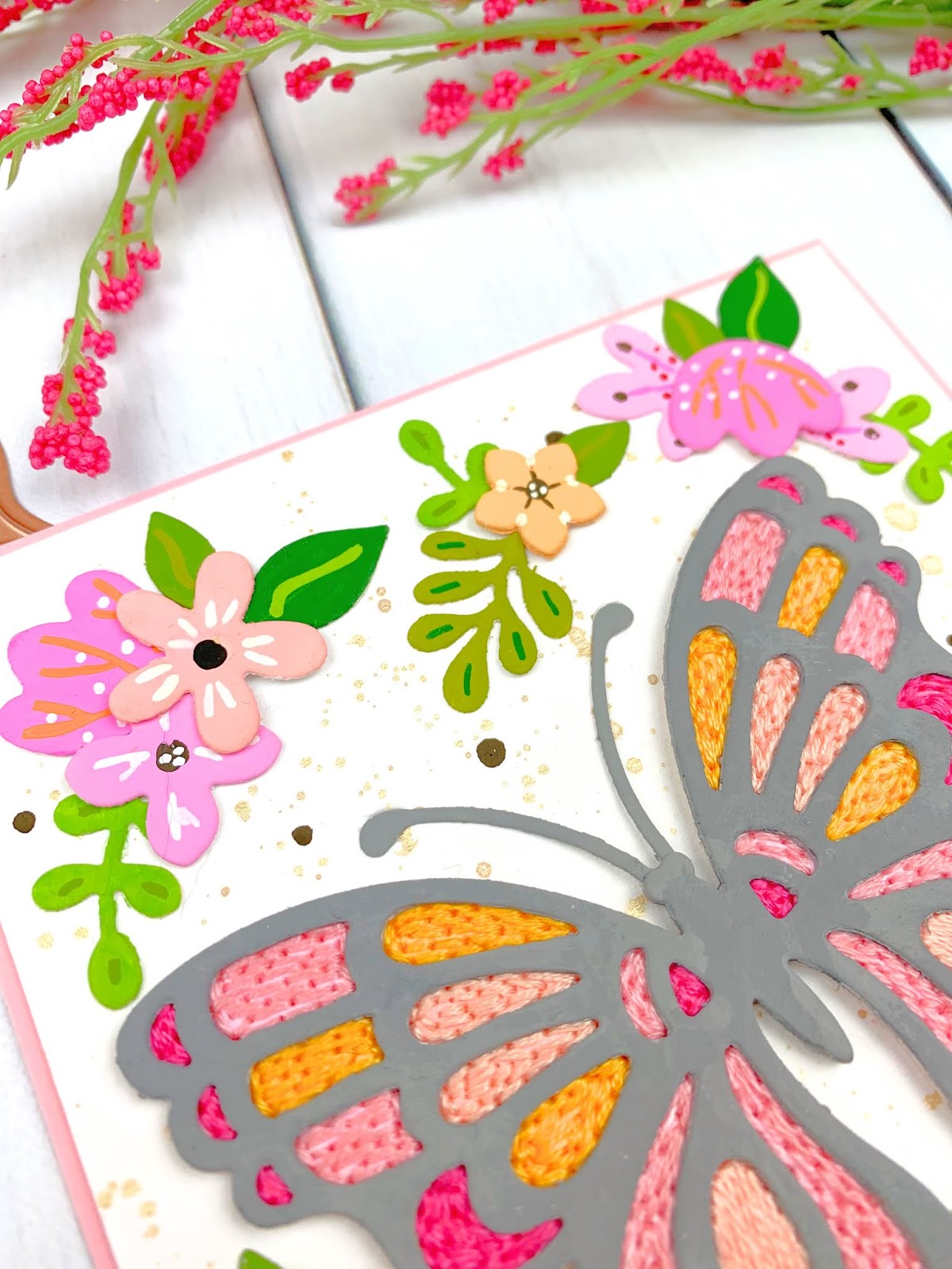 Stitched Butterfly Card With Spellbinders Bonjour Large Die of the ...