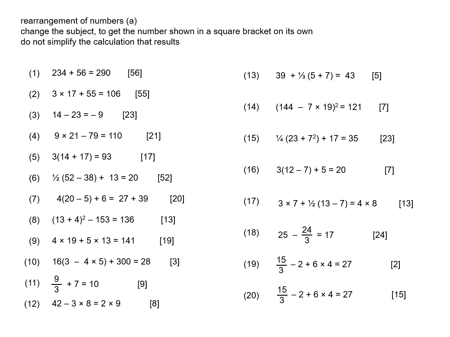 MEDIAN Don Steward mathematics teaching: harder rearrangements ...