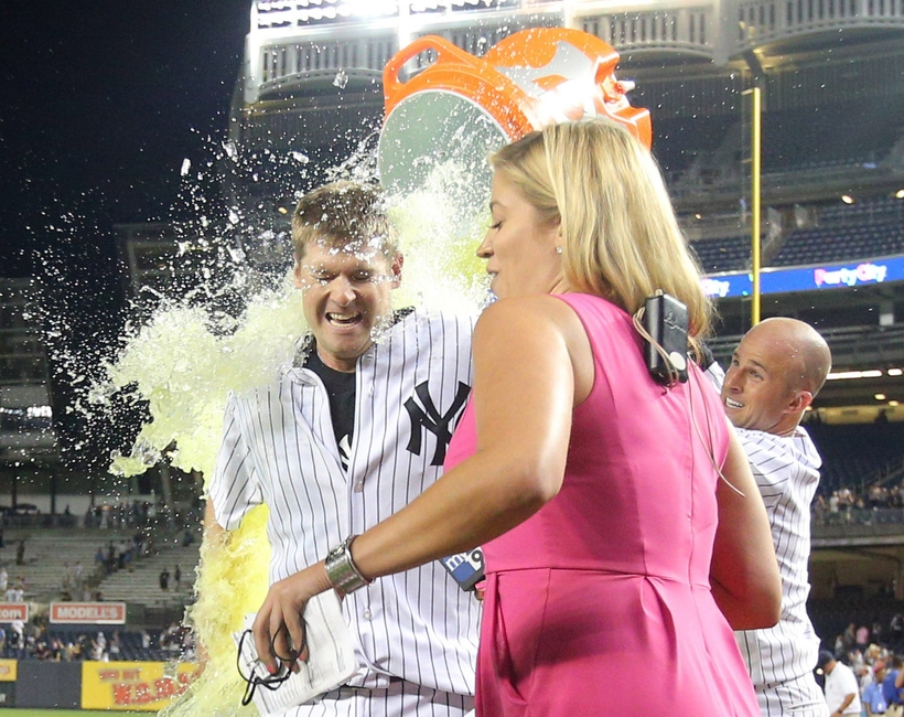 Gatorade Baths: Meredith Marakovits watches Chase Headley get doused ...