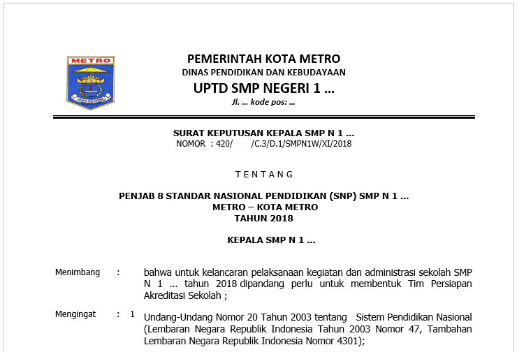 SK Tim 8 SNP (Standar Pendidikan Nasional) Terbaru Tahun 2018 - Abah Gunil