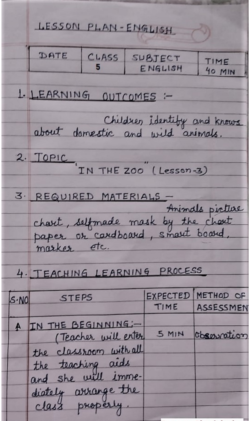 CLASS 5 ENGLISH LESSON PLAN class-5-english-lesson-plan