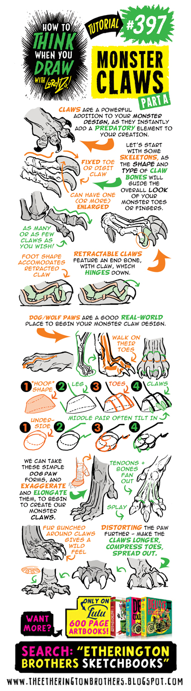 The Etherington Brothers: BRAND NEW TUTORIAL! How to THINK when you draw MONSTER CLAWS!