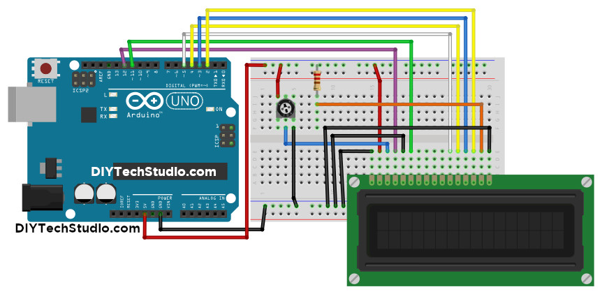 DIYTechStudio: How to connect 16*2 LCD Display Module to Arduino UNO ...