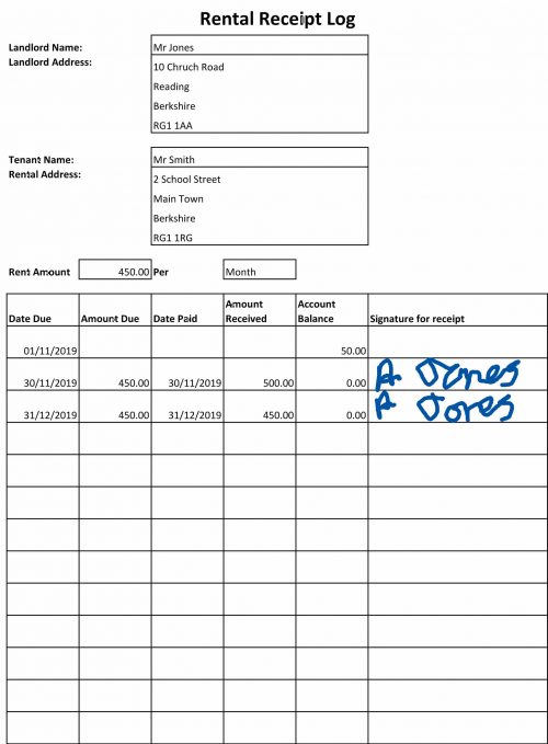 Rent Book Template Free - Invoice Template