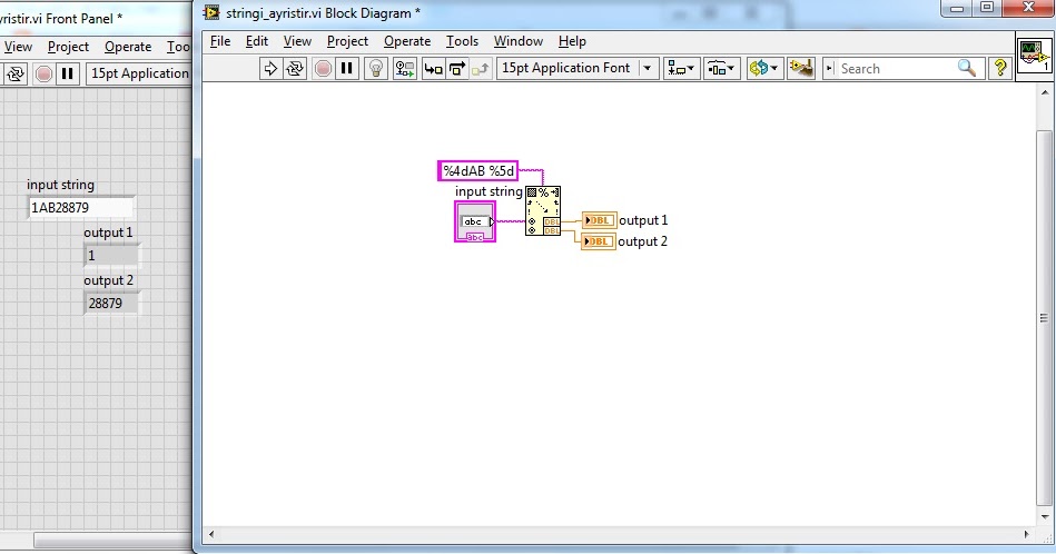 LabVIEW Stringi ayrıştırma - Scan From String