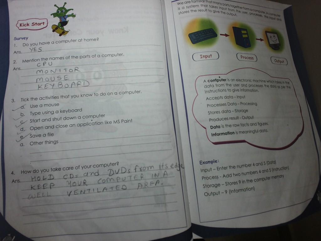 computer grade 3 ch-1 know your computer textbook excercise