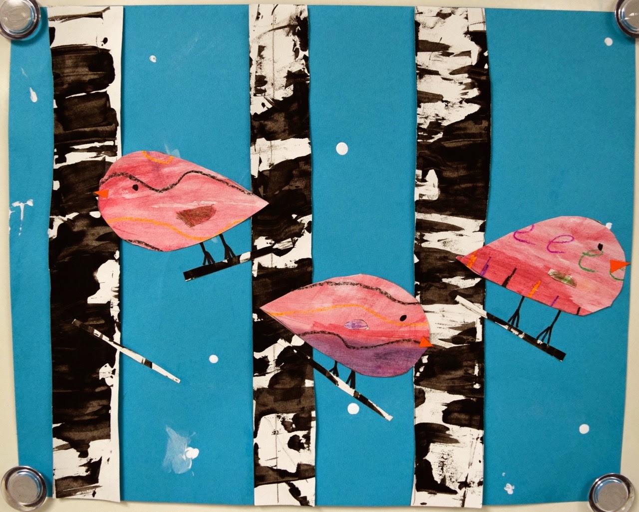 Winter Birds and Birch Trees (1st) - Part II - Art with Mrs. Nguyen