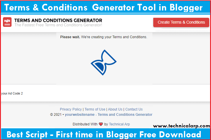 Terms And Conditions Generator Tool Script Advanced ~ Technical Arp