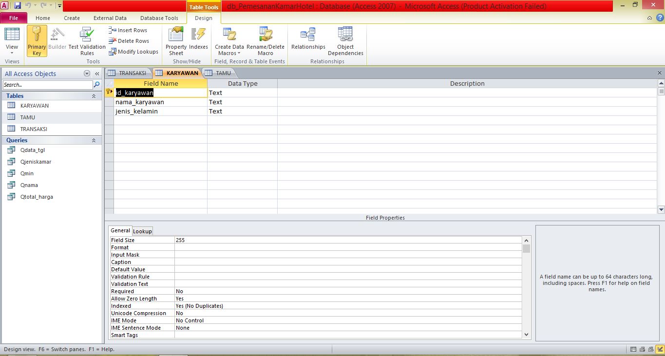 rika oktafiani: Database Pemesanan Hotel