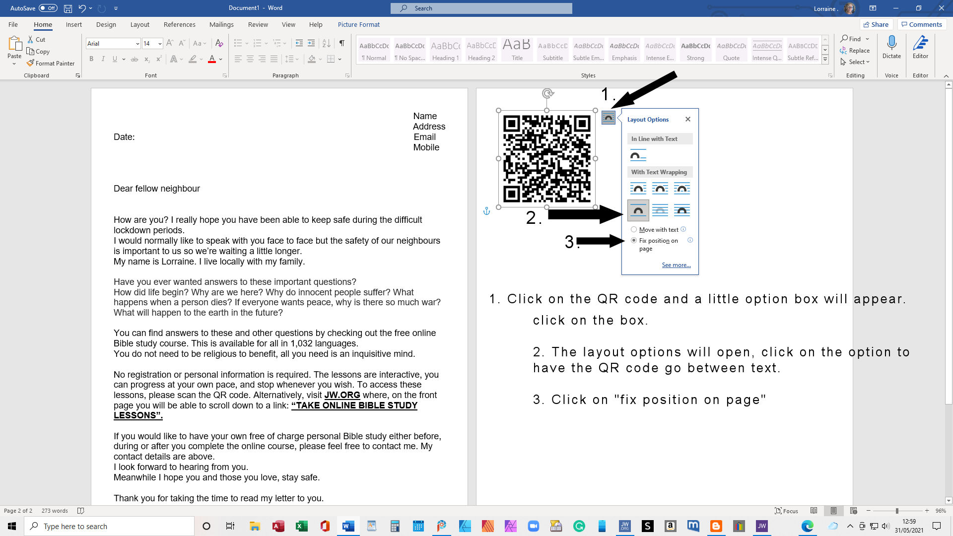 FS-Tutorials: How to insert a QR code onto a letter/document