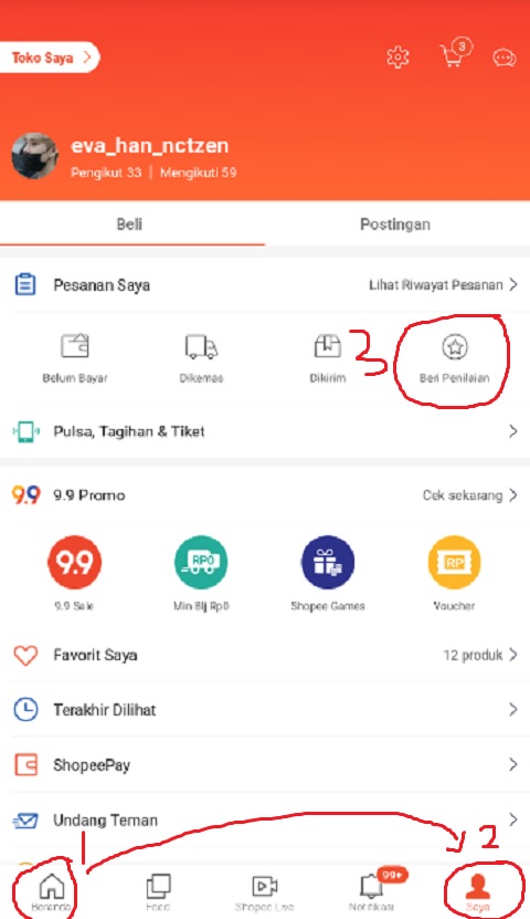 Cara Melihat Penilaian Pejual Pembeli di Shopee - Tutorial di Shopee