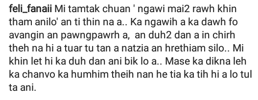 Social Mediaa Feli Fanai mawi lo taka beitute legal notice pek an ni